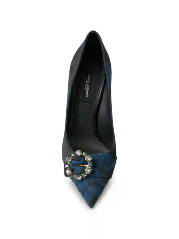 Dolce & Gabbana Floral Brocade Crystal Buckle Pumps