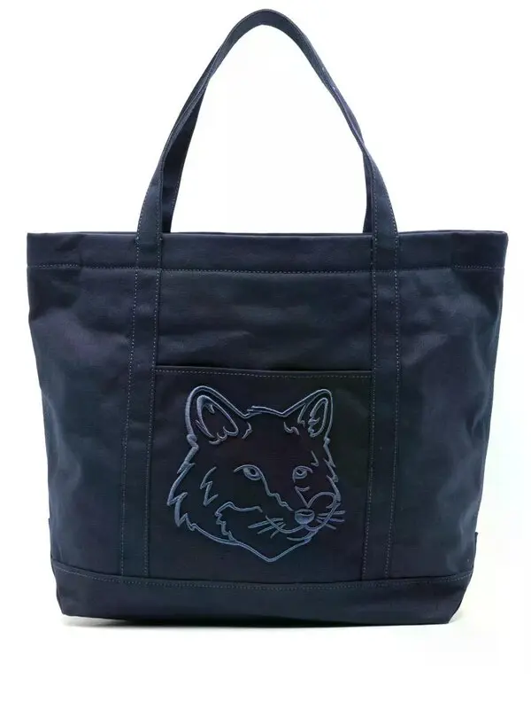 Maison Kitsuné Large Fox Head Cotton Tote - Blue