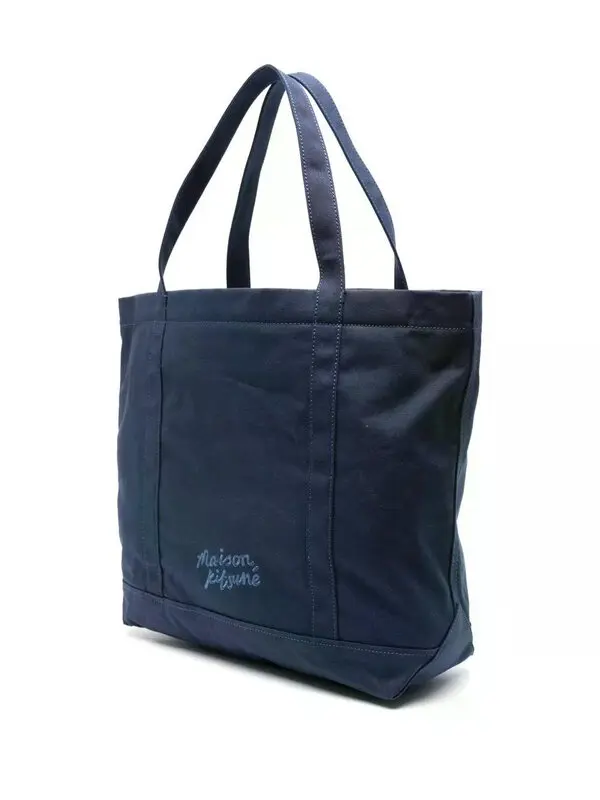 Maison Kitsuné Large Fox Head Cotton Tote - Blue