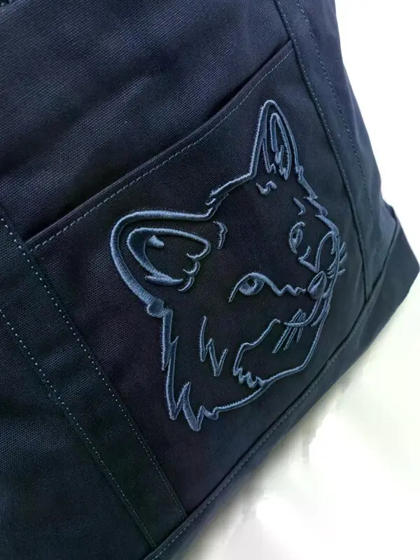 Maison Kitsuné Large Fox Head Cotton Tote - Blue