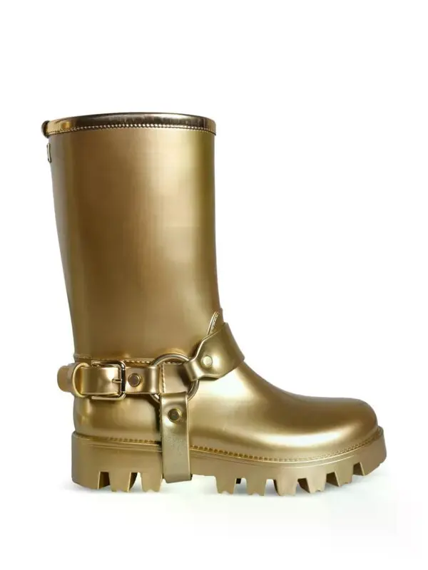 Dolce & Gabbana Metallic Buckle Detail Rain Boots