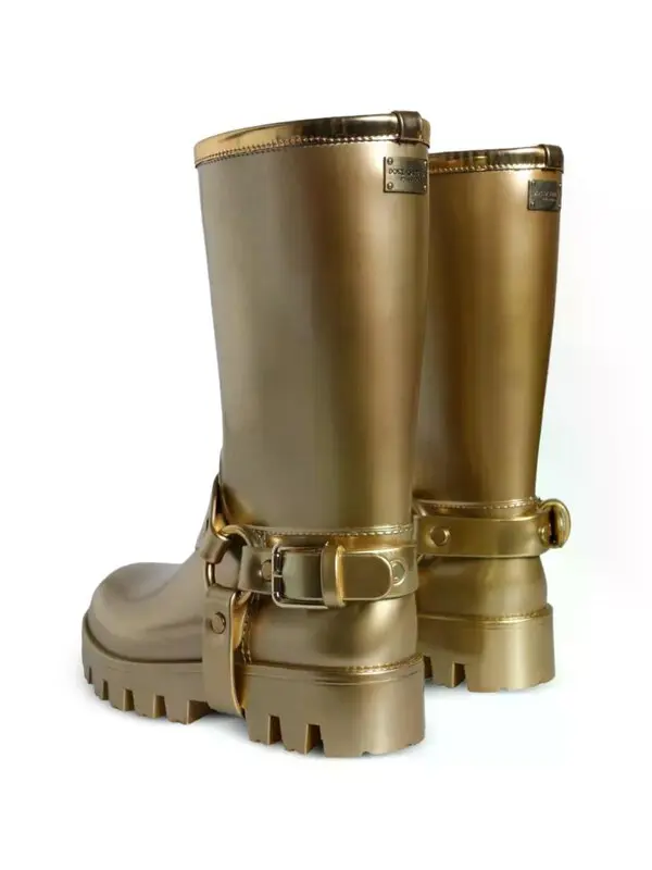 Dolce & Gabbana Metallic Buckle Detail Rain Boots