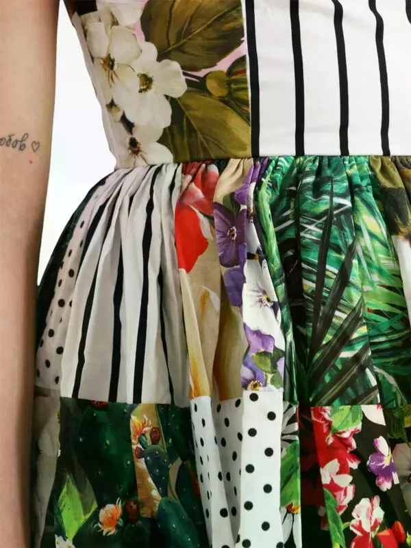 Dolce & Gabbana Patchwork Floral Print Puff Sleeve Dress