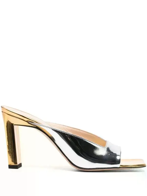 WANDLER Metallic Peep-toe Mules