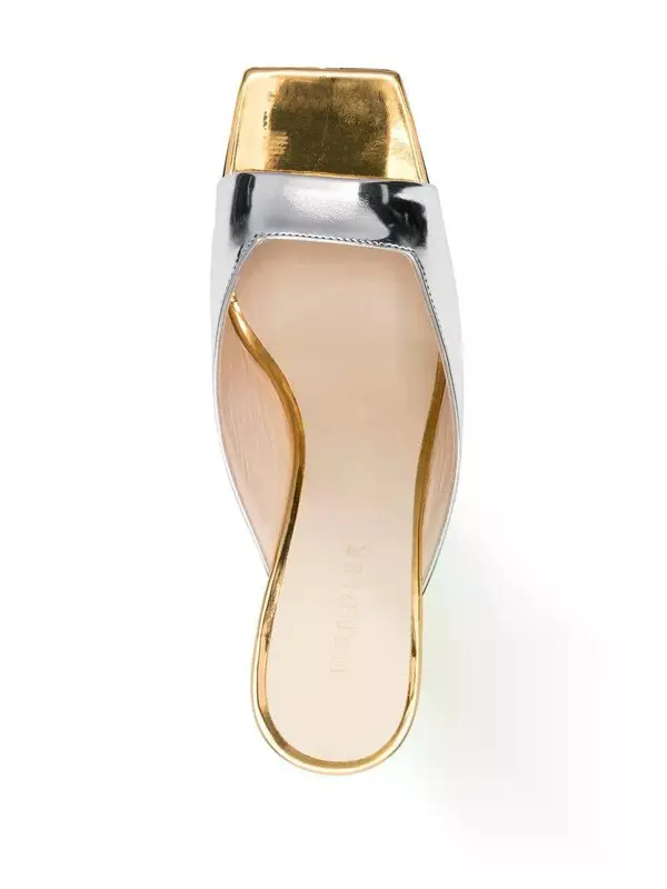 WANDLER Metallic Peep-toe Mules