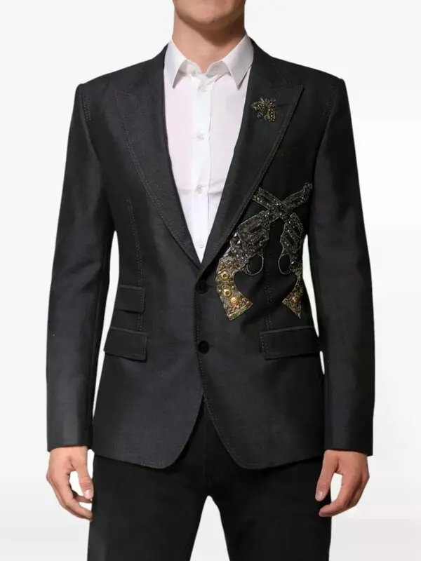 Dolce & Gabbana Gun-embroidery Bee-patch Blazer