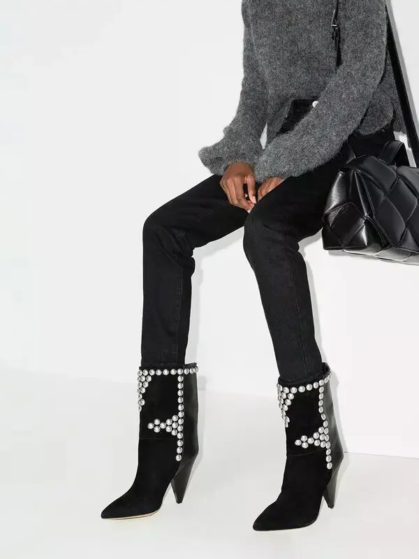 Isabel Marant Étoile Layo Stud-embellished Calfskin Suede Boots