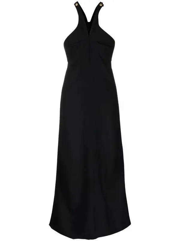 Rosetta Getty Virgin Wool Blend Crossover Neck Midi Dress
