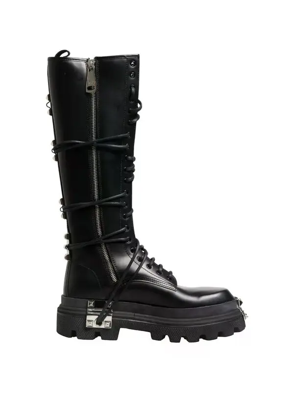 Dolce & Gabbana Logo Plaque Embellished Combat Boots