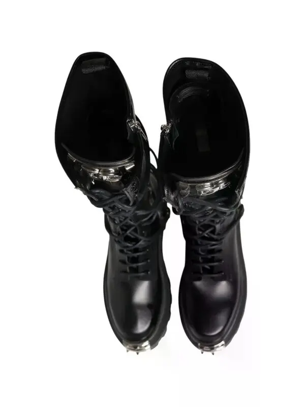 Dolce & Gabbana Logo Plaque Embellished Combat Boots
