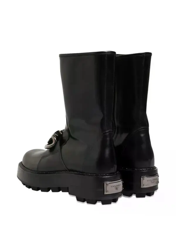 Dolce & Gabbana Leather Dg Logo Biker Boots
