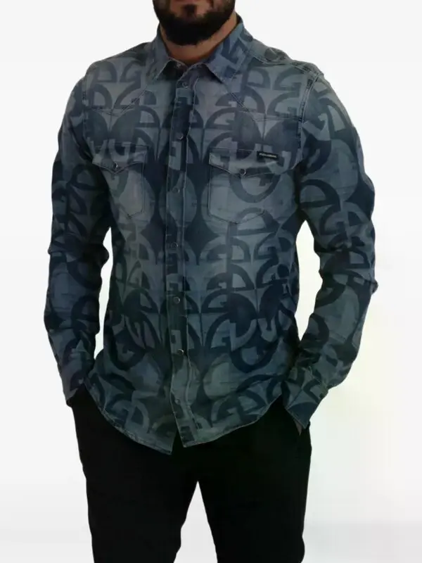 Dolce & Gabbana Dg Logo-print Denim Shirt