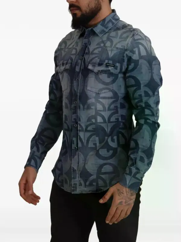 Dolce & Gabbana Dg Logo-print Denim Shirt