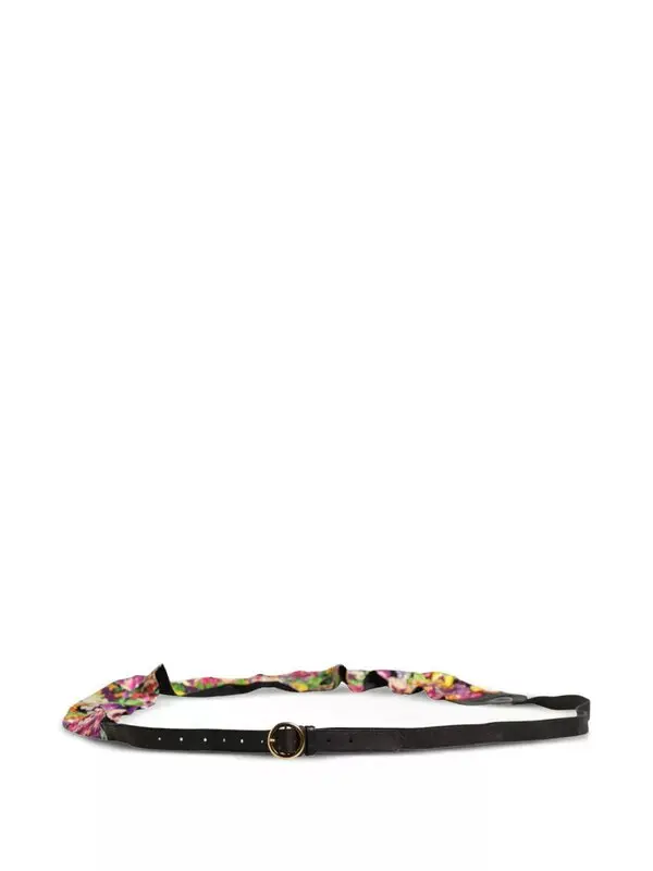 Roberto Cavalli Floral Print Wide Waist Belt - Black