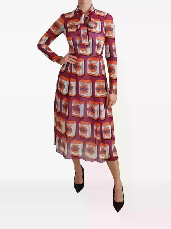 Dolce & Gabbana Bellezza Print Silk Midi Dress