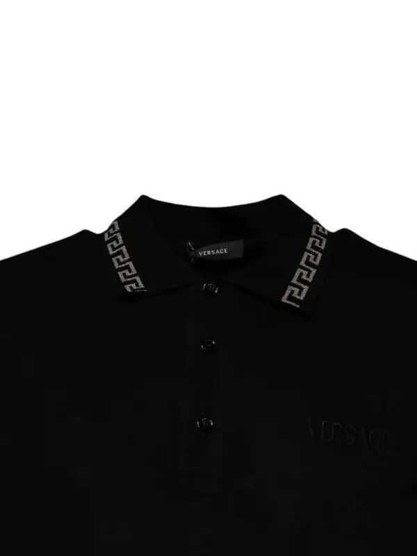 Versace Greca-trim Polo Shirt - Black