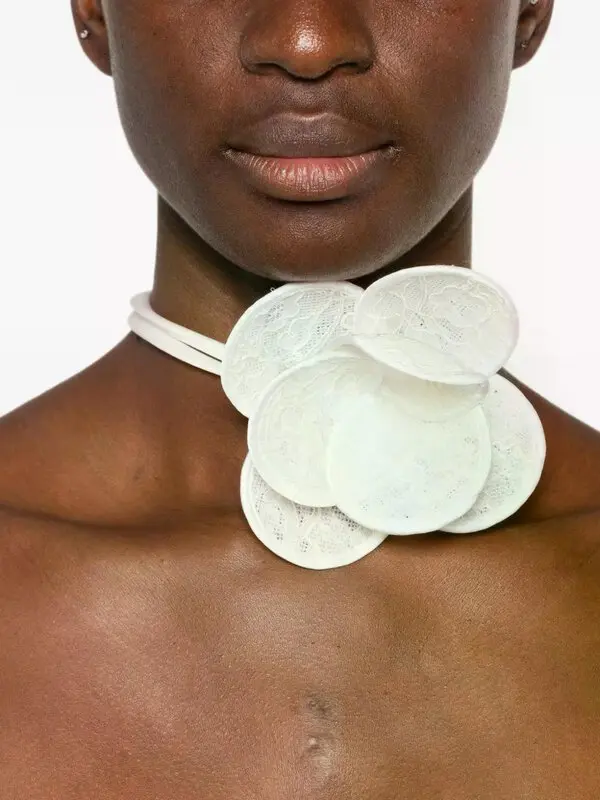 David Koma 3d Lace Flower Necklace - White