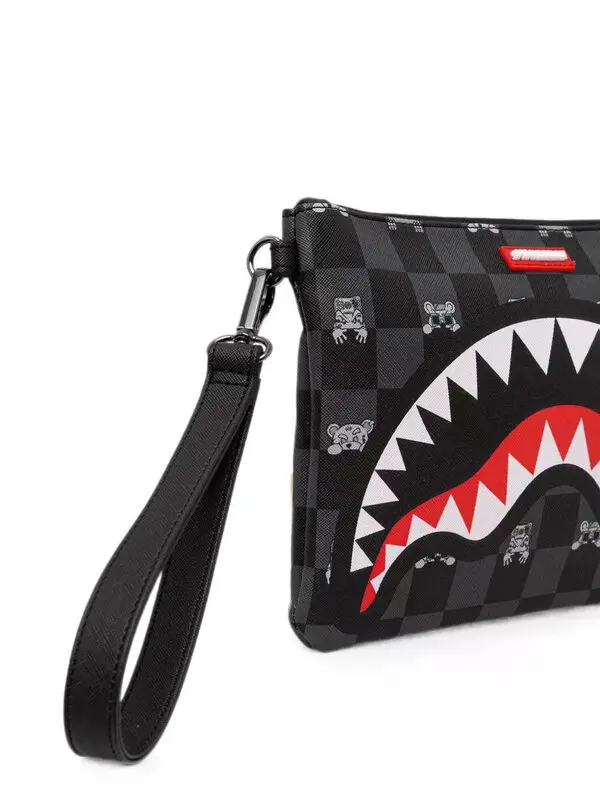 SPRAYGROUND Shark Mouth Check-pattern Clutch Bag