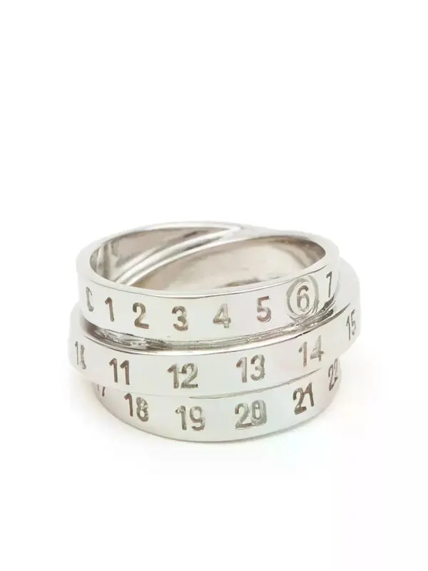 MAISON MARGIELA Triple Signature Numeric Logo Ring - Silver