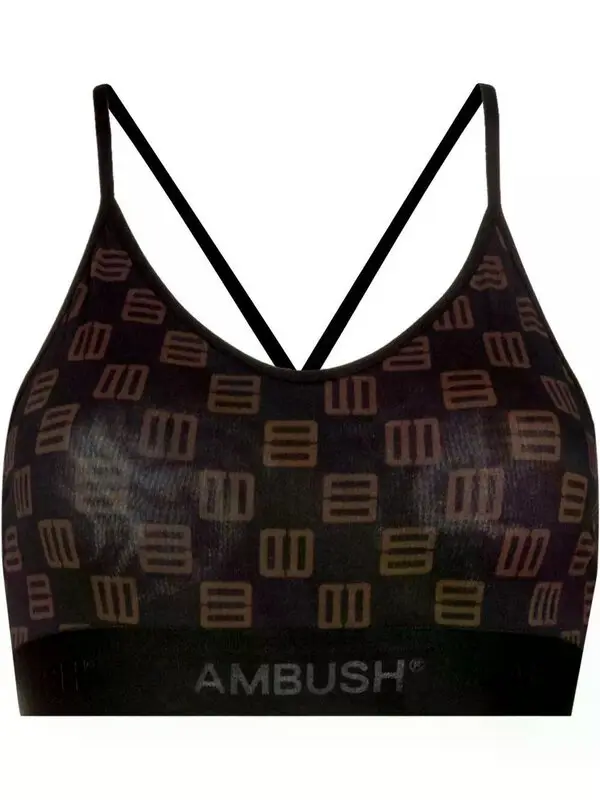 AMBUSH Monogram-print Bra Top - Black