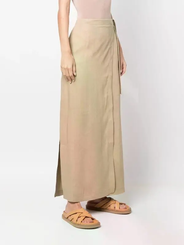 Alberta Ferretti Linen-blend Wrap Maxi Skirt
