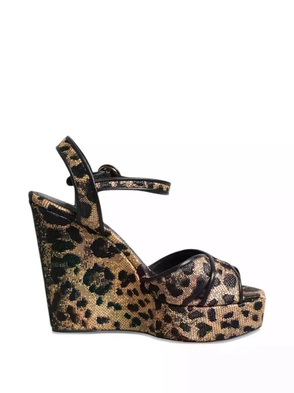 Dolce & Gabbana Leopard-print Platform Wedge Sandals - Neutrals