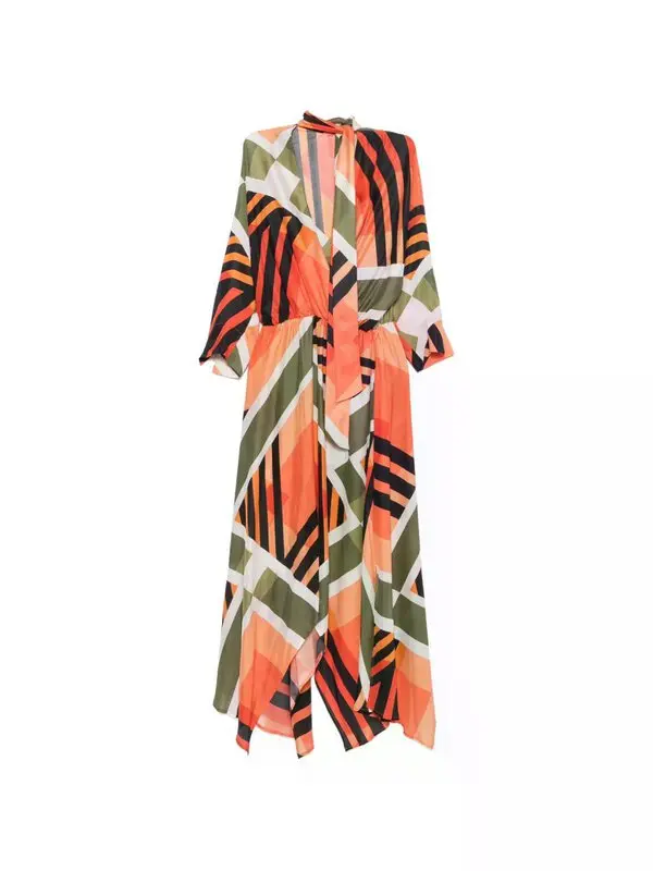 SIMONA CORSELLINI Geometric Print V-neck Dress