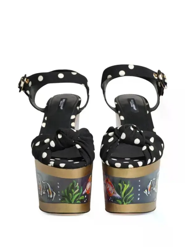 Dolce & Gabbana Polka-dot Fish Motif Platform Wedge Sandals