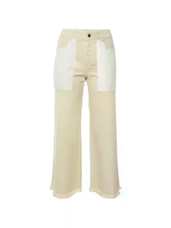 Stella McCartney Paneled Frayed Hem Straight Leg Jeans