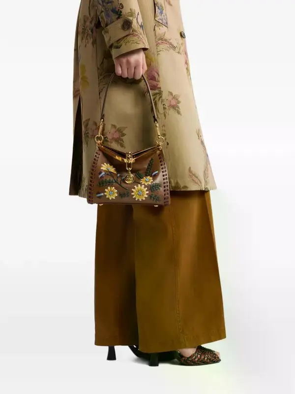 Etro Small Leather Vela Bag With Floral Motif