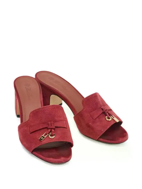 Loro Piana Suede Charm Detail Block Heel Sandals