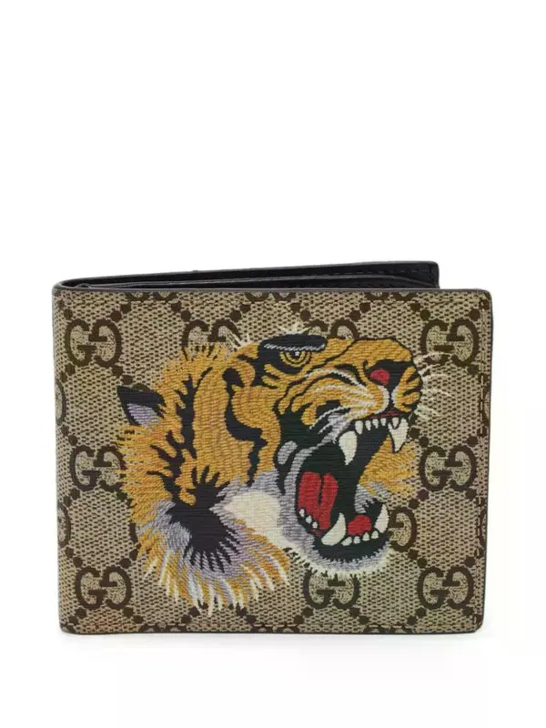 Gucci Gg Supreme Tiger-print Bi-fold Wallet