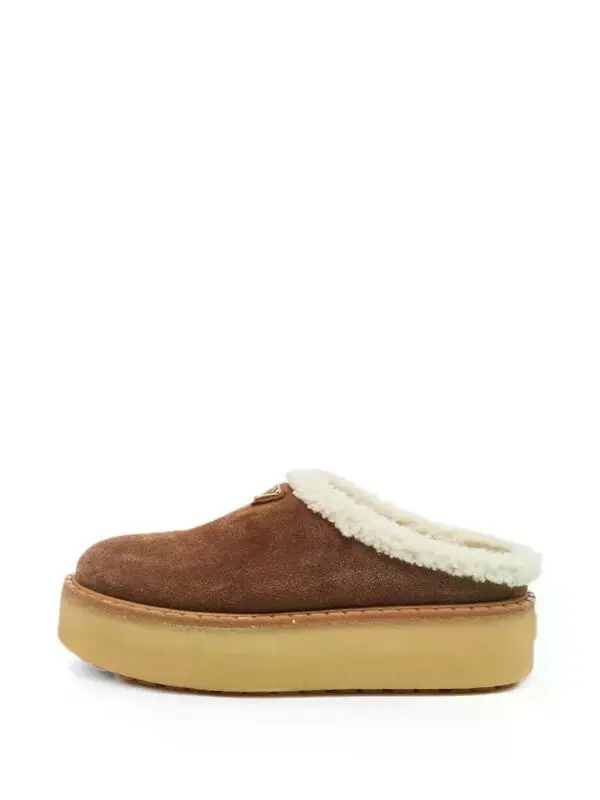 Prada Shearling-trim Flat Mules