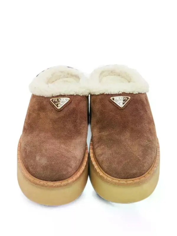 Prada Shearling-trim Flat Mules
