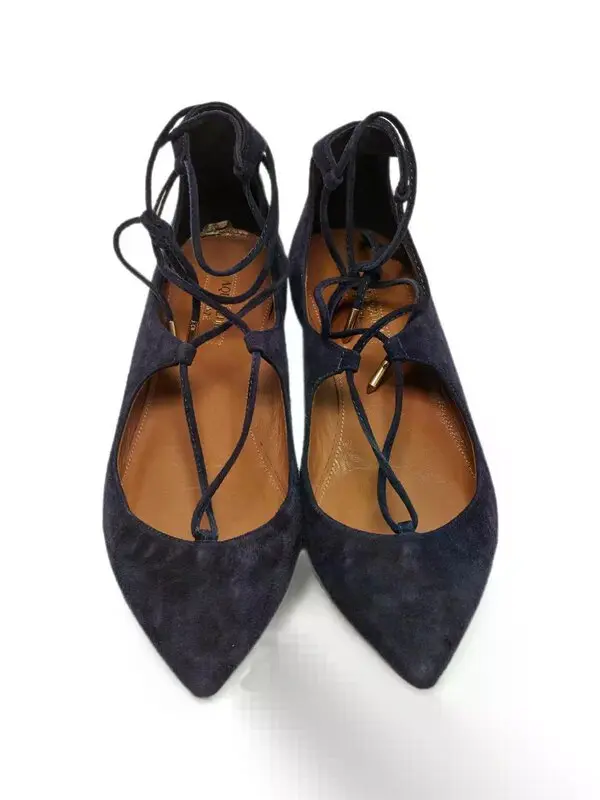 AQUAZZURA Christy Lace-up Flat Pumps - Blue