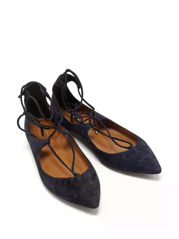 AQUAZZURA Christy Lace-up Flat Pumps - Blue