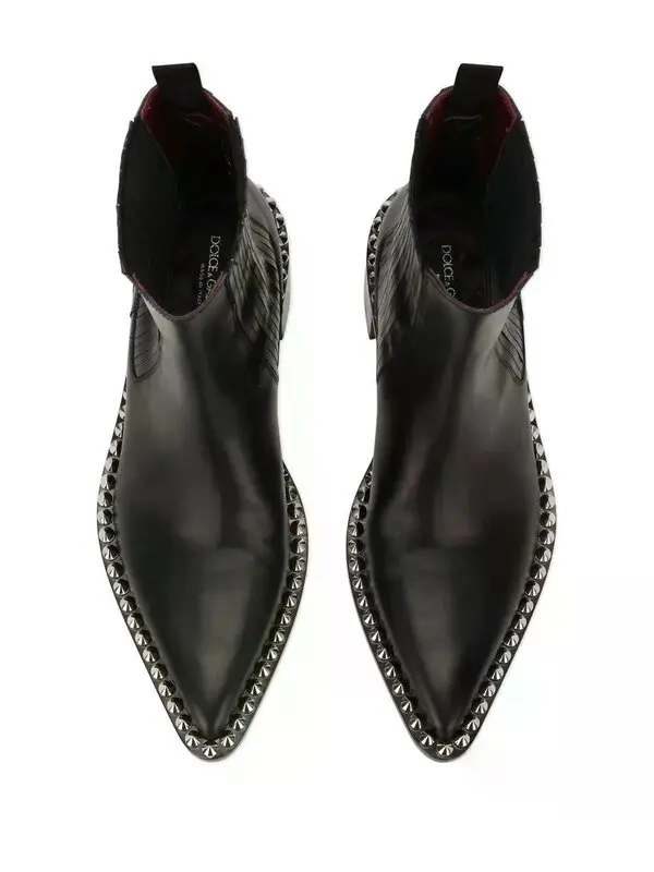 Dolce & Gabbana Studded Leather Ankle Boots