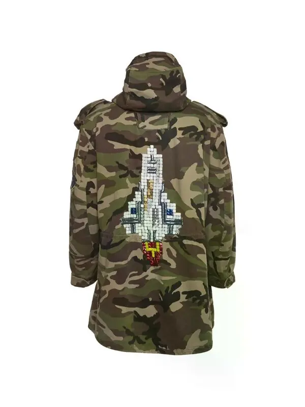 Saint Laurent Camouflage Print Embellished Hooded Jacket