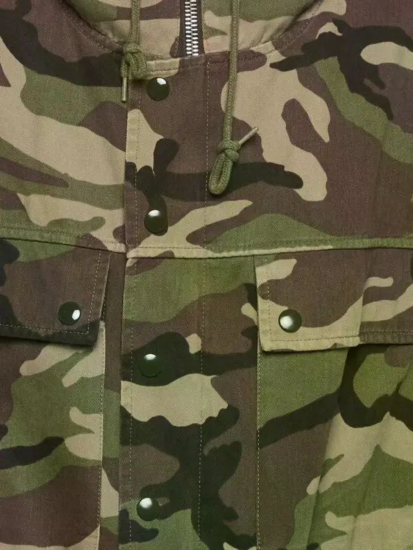 Saint Laurent Camouflage Print Embellished Hooded Jacket