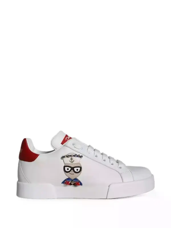 Dolce & Gabbana Portofino Applique Leather Sneakers