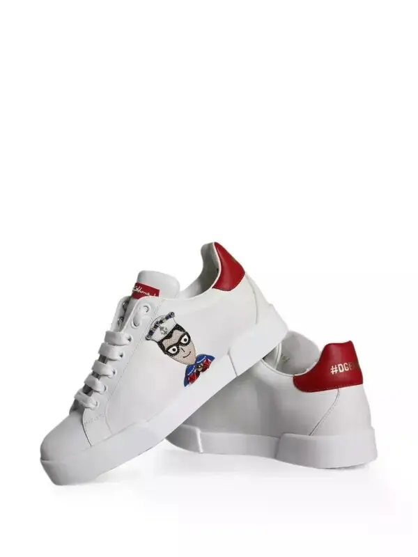 Dolce & Gabbana Portofino Applique Leather Sneakers