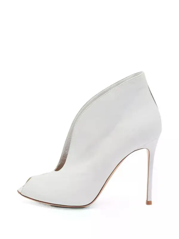 GIANVITO ROSSI Leather Peep-toe Ankle Boots - White