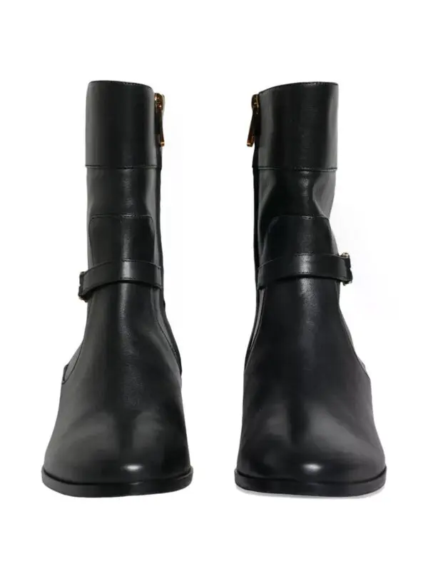Dolce & Gabbana Leather Ankle Boots With Gold-tone Dg Logo