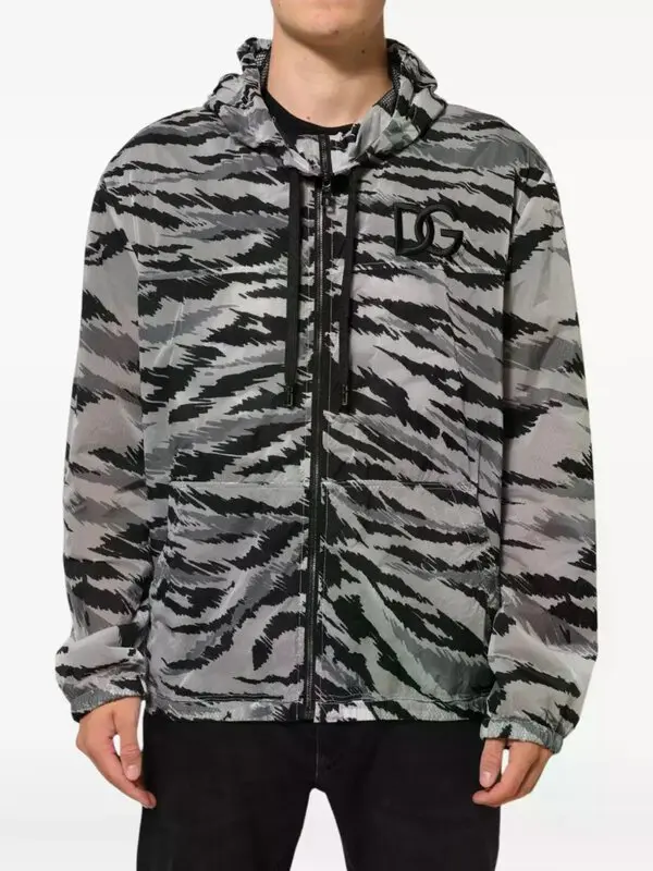 Dolce & Gabbana Camouflage Print Hooded Zip-up Jacket