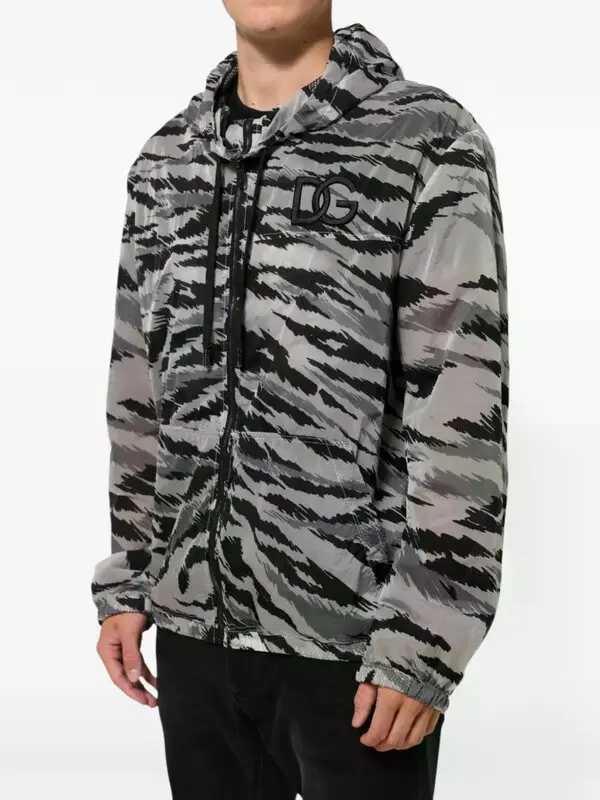 Dolce & Gabbana Camouflage Print Hooded Zip-up Jacket
