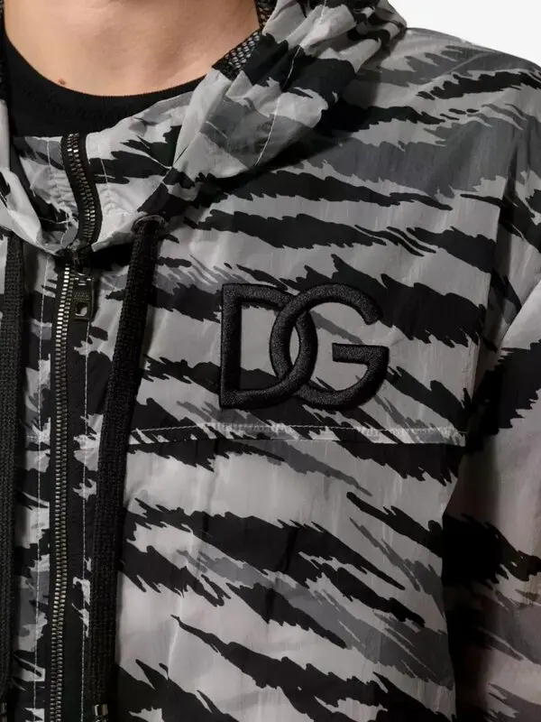Dolce & Gabbana Camouflage Print Hooded Zip-up Jacket