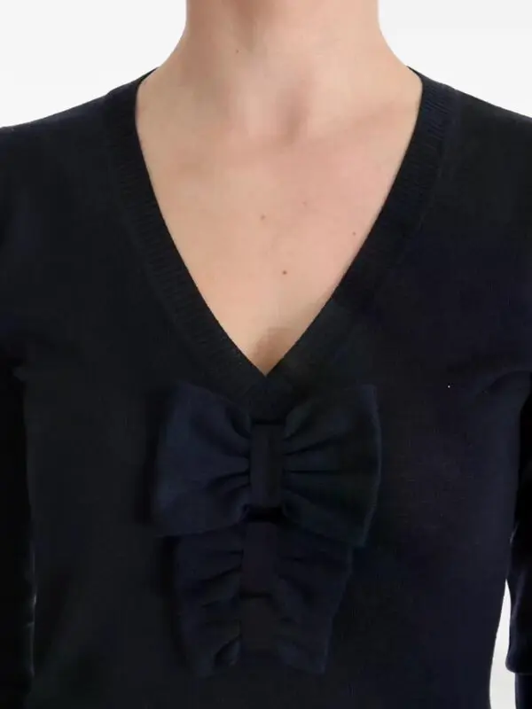 MARGHI LO' Marghi Lo V-neck Long Sleeve Bow Detail Mini Dress