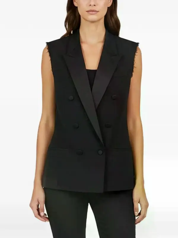 Saint Laurent Sleeveless Distressed Blazer-style Waistcoat