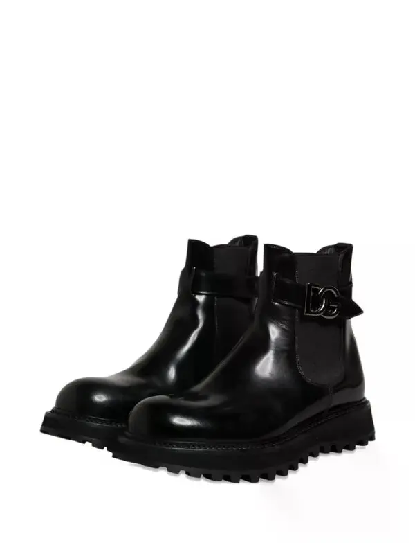 Dolce & Gabbana Polished Leather Belted Ankle Boots
