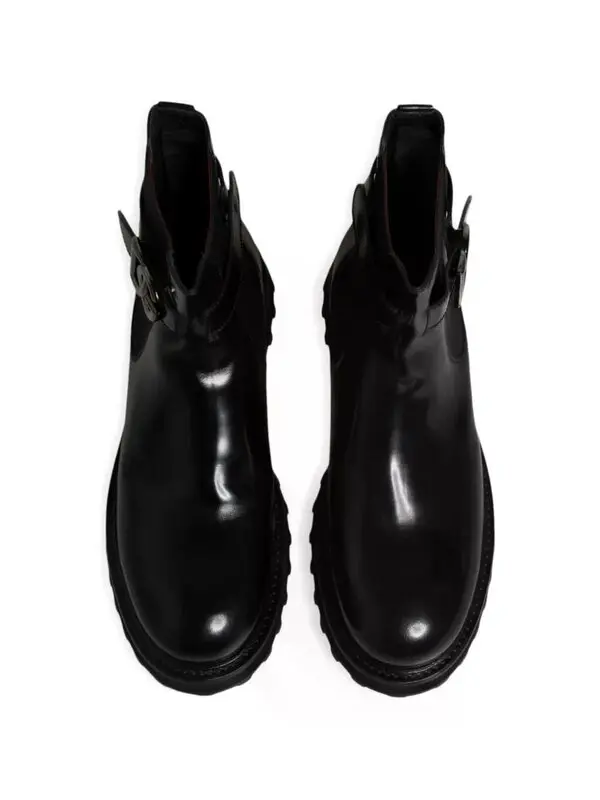 Dolce & Gabbana Polished Leather Belted Ankle Boots